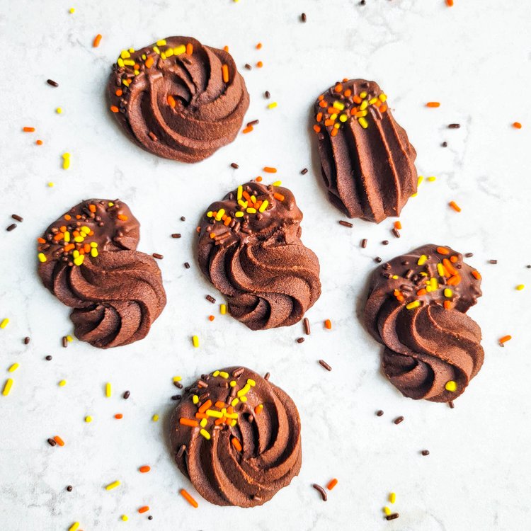 Piped Chocolate Shortbread Cookies - Tina Zaccardi Bakes