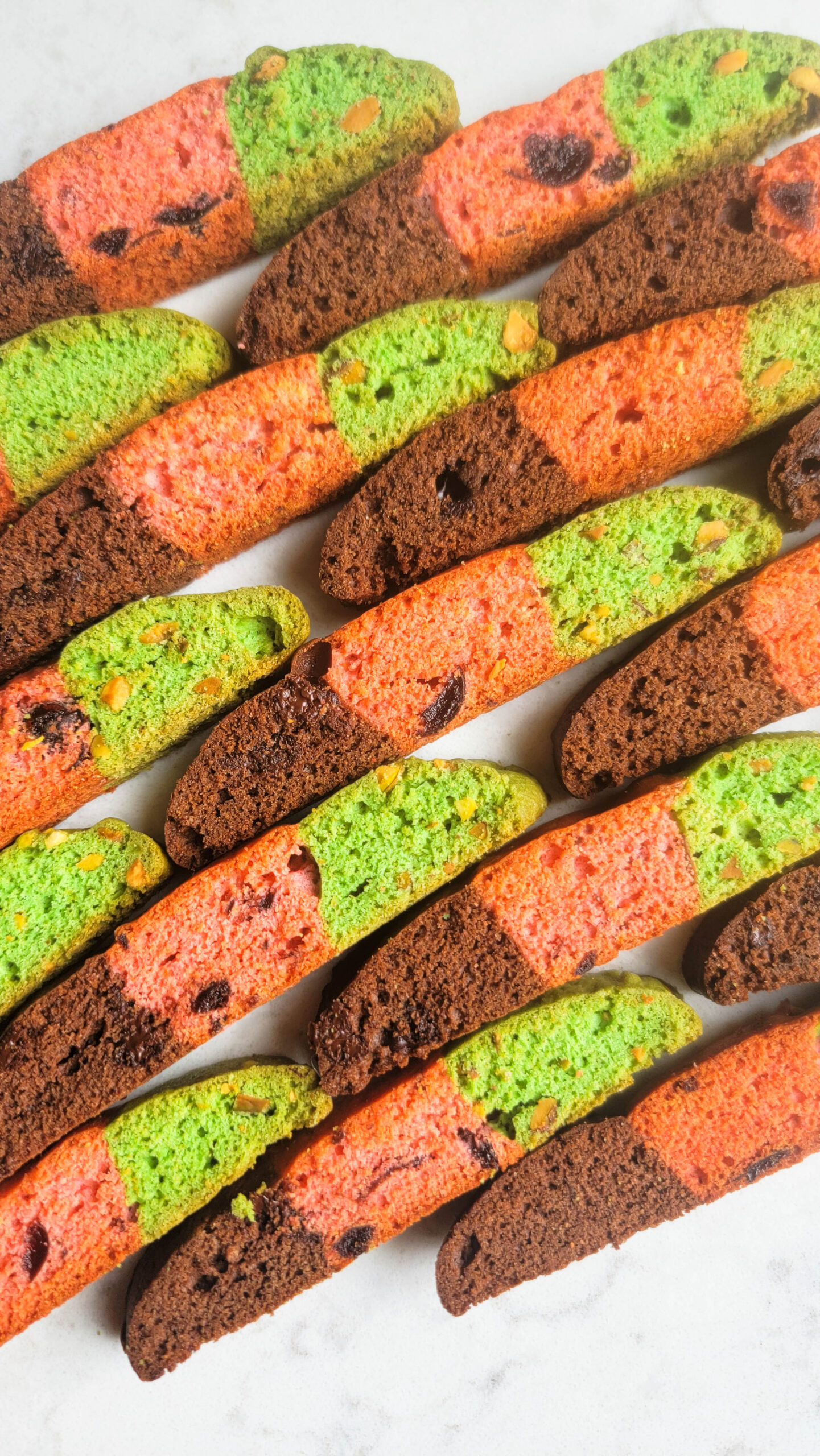 Spumoni Inspired Biscotti - Tina Zaccardi Bakes